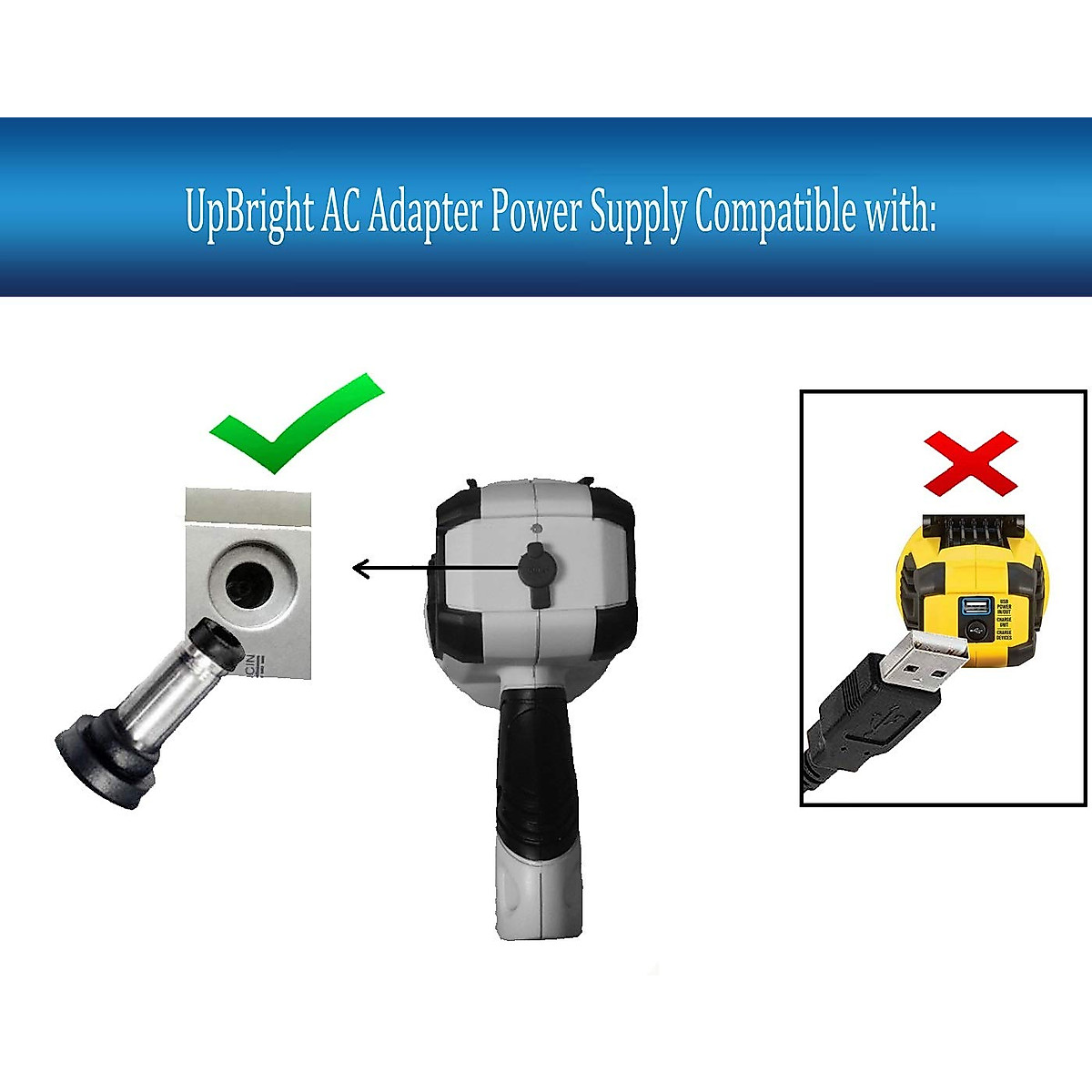 UpBright 12V AC/DC Adapter Compatible with Stanley Intertek 3100397 FatMax LEDLIS SL10LEDSL SL10LEDL SL1M09 SL5W09 HID0109 FL5W10 FL3WBD HIDLISL HT72005-LD LED Rechargeable Battery Spotlight Charger