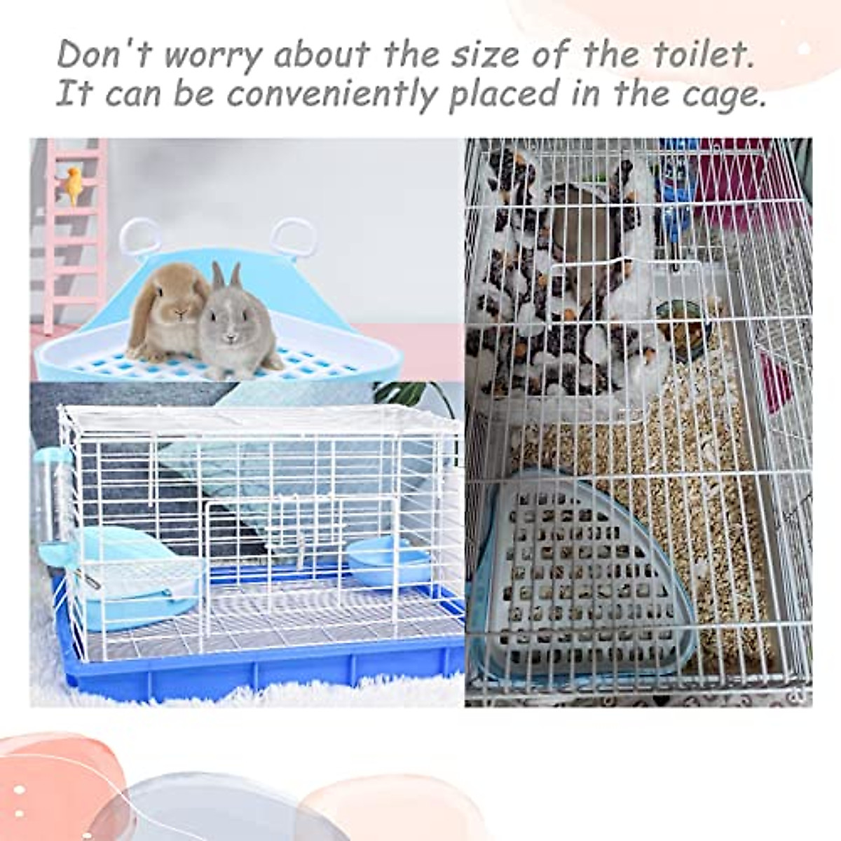 Rabbit Triangle Potty Trainer Corner Small Animal Toilet Litter Box Pet Bedding Pee Pan Tray Toilet for Hamster Chinchilla Guinea Pig Bunny Ferret (Blue)