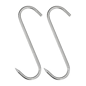 uxcell 11.81" Meat Hooks, 0.31" Thick Stainless Steel Butcher S-Hook for Meat Processing, Chicken Fish Beef Hanging Drying Smoking 2Pcs