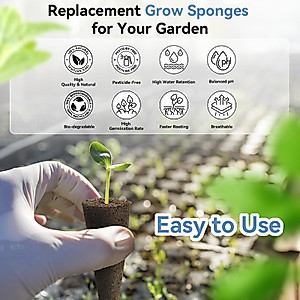 inbloom Grow Sponges, 50 Pcs Replacement Root Planting Pods, Special Design for Hydroponics System, Indoor Garden Supplies, Cotton, Sponge Only