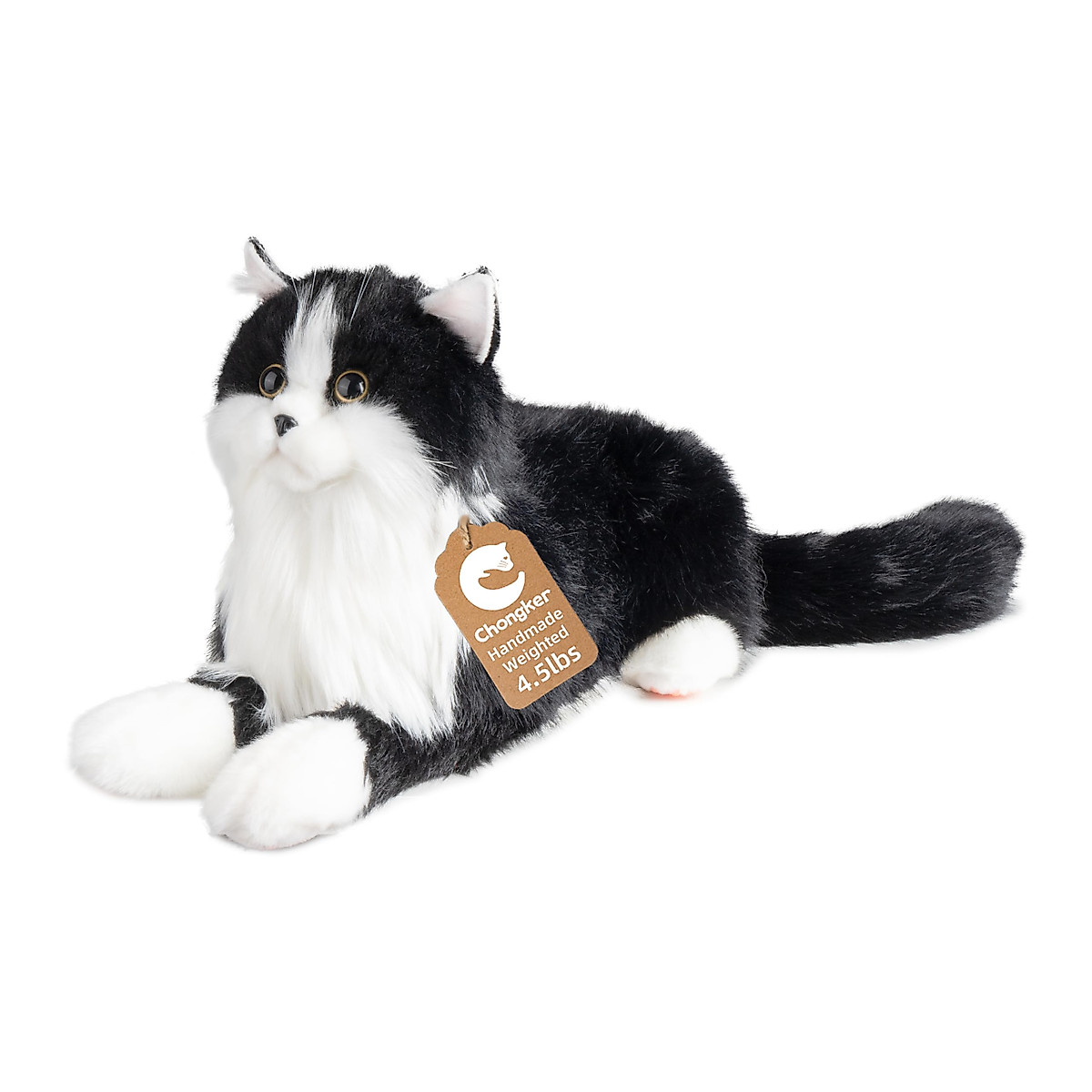 Chongker Weighted Stuffed Animals,Handmade Realistic Cat Plush Toy 4.5LBS,Lifelike Real Cat Size Companion Pet, Black Cat