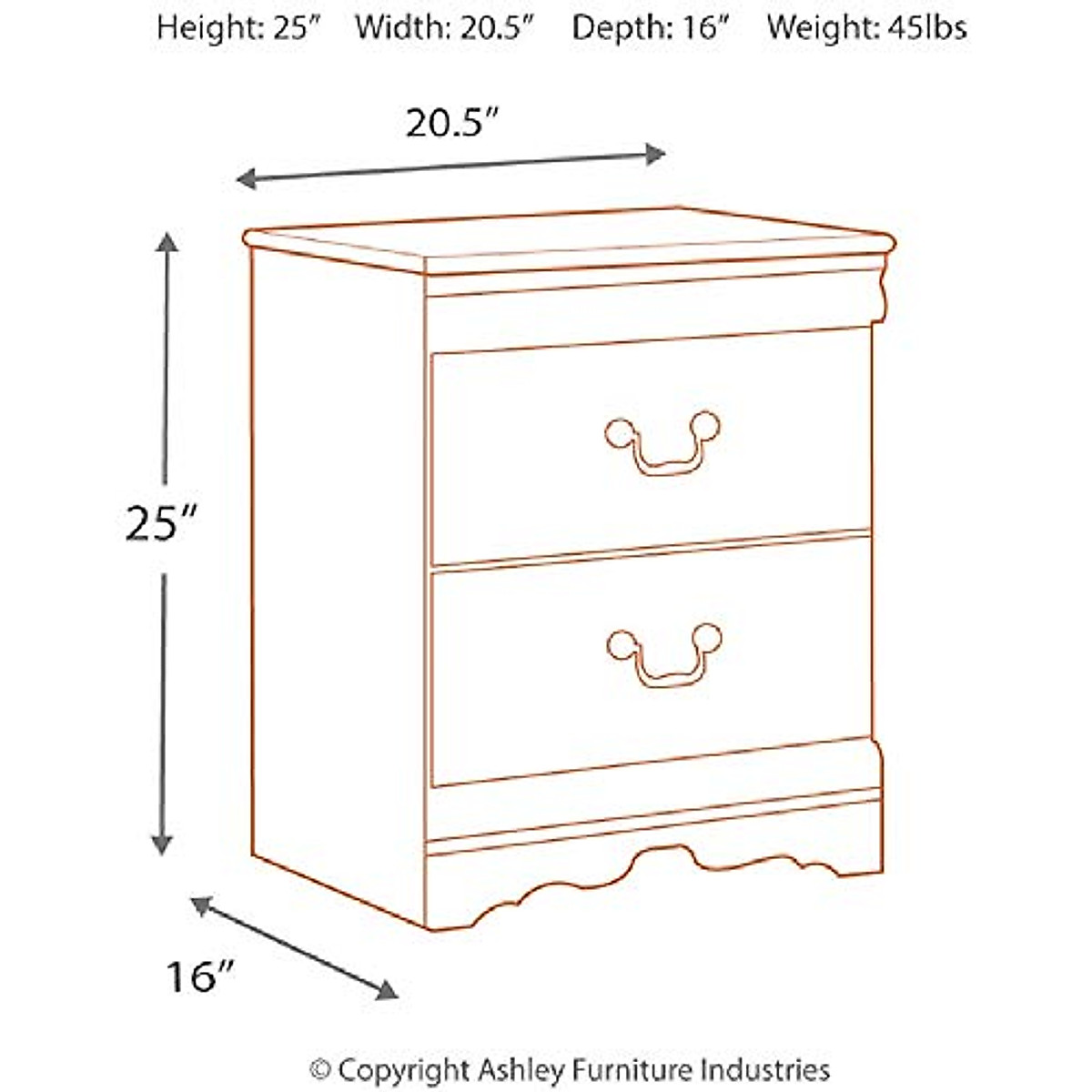 Signature Design by Ashley Anarasia Traditional Children's 2 Drawer Nightstand, White