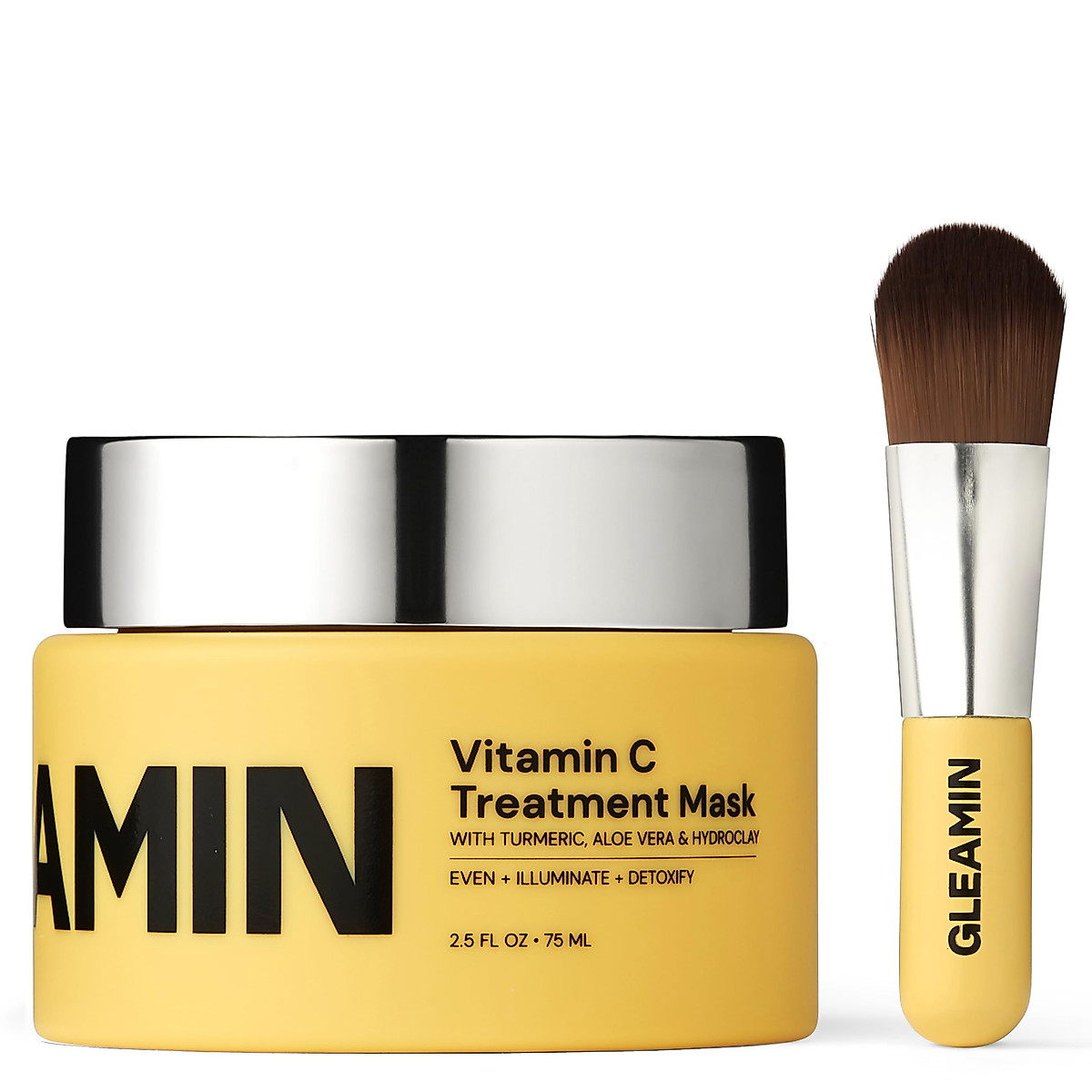 Gleamin Vitamin C Clay Mask - 10-Minute Treatment, Turmeric Clay Face Mask Skin Care, Deep Cleansing Pores - Facial Improves Uneven Tone, Post-Blemish, Visibly Brighten, Scarring and Texture - 2.5 Oz