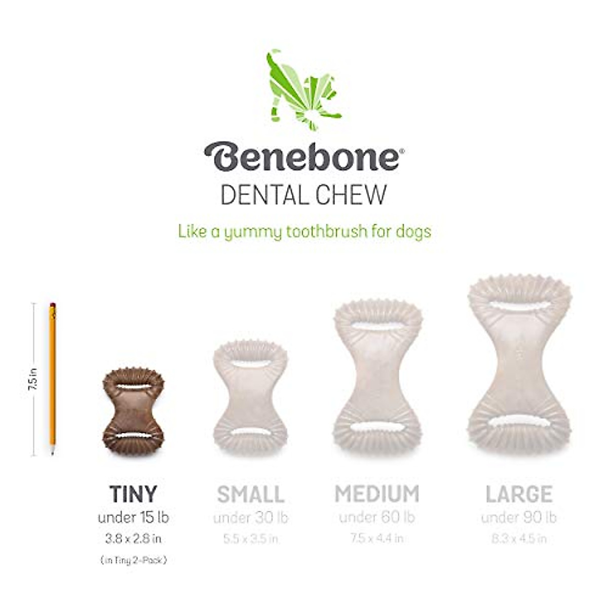 Benebone Puppy 2-Pack Dental Chew/Wishbone Dog Chew Toys, Made in USA, Real Bacon Flavor