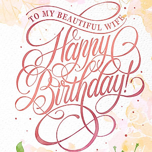 Prime Greetings Romantic Wife Birthday Card, Made in America, Eco-Friendly, Thick Card Stock with Premium Envelope 5in x 7.75in, Packaged in Protective Mailer