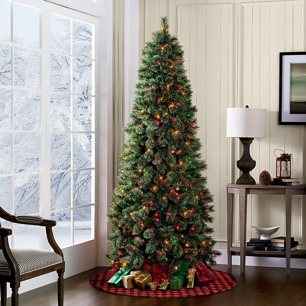 48 Inches Christmas Tree Skirt Red and Black Plaid Buffalo Check Double Layers Skirts for Christmas Decorations Indoor Outdoor, Xmas Party Holiday Ornaments (48 Inches)