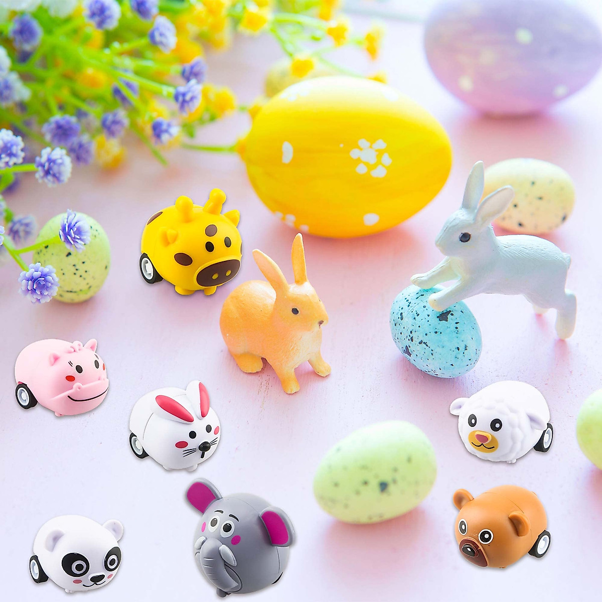 Haconba 36 Pack Animal Pull Back Cars Race Car Toys Powered Pull Back Easter Stuffer Toy Vehicles for Child Birthday Gifts Party Favors