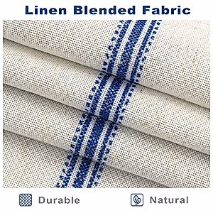 DriftAway Farmhouse Linen Blend Blackout Curtains 84 Inches Long for Bedroom Vertical Striped Printed Linen Curtains Thermal Insulated Grommet Lined Treatments for Living Room 2 Panels W52 x L84 Navy