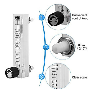 Gas Flowmeter, LZQ-7 Flowmeter 2-20LPM Flow Meter with Control Valve for Oxygen Air Gas