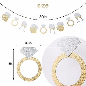 UOREND Glitter Gold And Silver Brewery Diamong Rings Banner,Engagement Party Decorations,Bride To Be Decorations,Bridal Shower Decor,Bubbles And Brews Before I Do'S Banner,Beer Engagement Sign