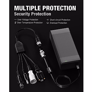 54.6V 2A Electric Bike Charger for 48V Ecotric Bike/Lectric XP/Evercross H5, 3Prong GX16/DC 5.5x2.5mm/XLR/IEC/RCA Connector Power Supply Adapter for 48V Lithium Battery