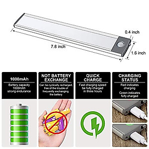 30-LED Motion Sensor Cabinet Light,Under Counter Closet Lighting, Wireless USB Rechargeable Kitchen Night Lights,Battery Powered ,Uniform Light for Wardrobe,Cupboard（Warm Light）-2Pack