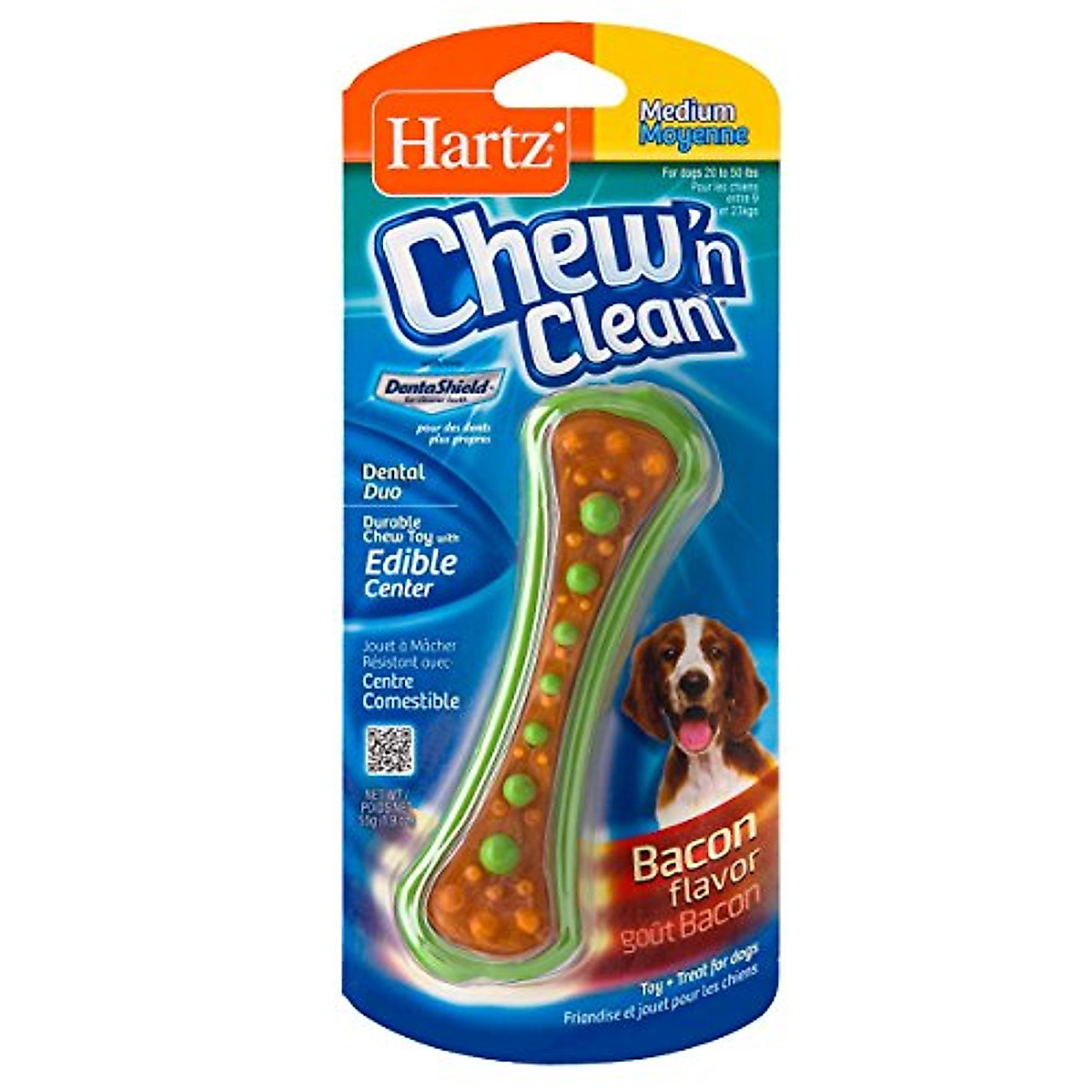 Hartz Chew 'n Clean Dental Duo Bacon Flavored Dog Chew Toy - Medium