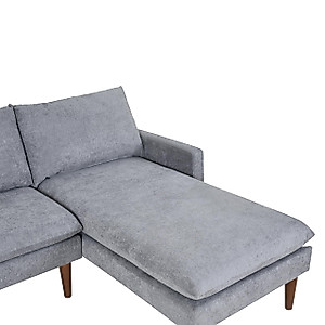 ROCKINGRUN 86" L-Shaped Sectional Sofa - 3-Seater Convertible Sectional Sofa Couch with Velvet Fabric - Small Sectional Sofa with Chaise for Living Room,Apartments
