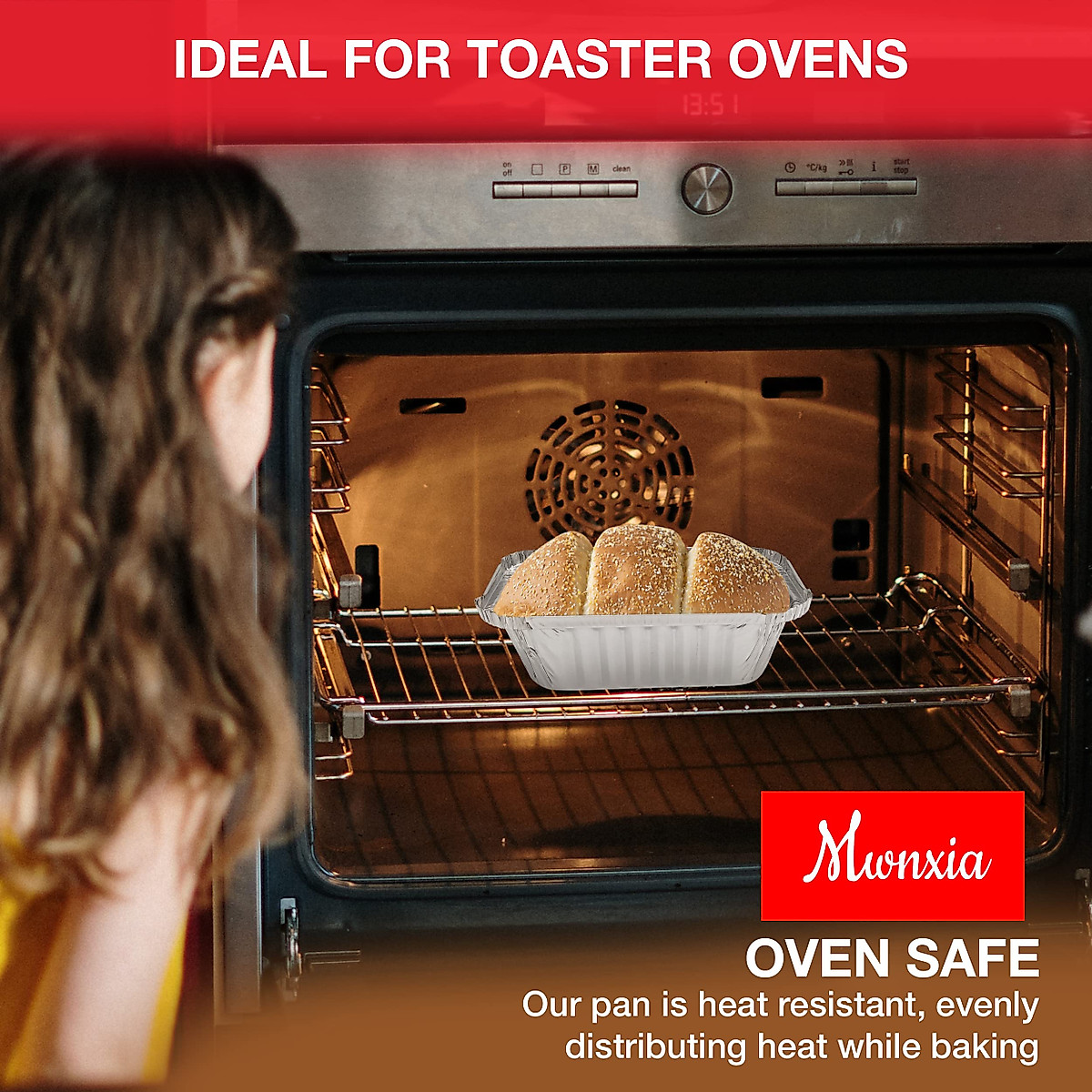 Mwnxia Mini Loaf Pans with Lids 50 Pack Small Aluminum Pans with Lids complete with Handmade with Love Stickers for Baking Bread, Fruit Cake, Banana Bread, Meat loaf and Baked Goods