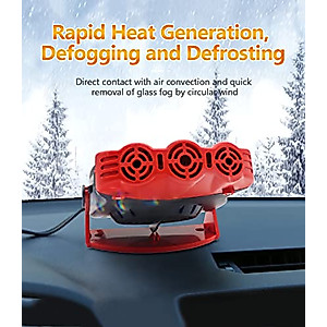 Leaflai Car Heater Fan, 12V 150W Portable Car Heater 2 in 1 Fast Heating Car Windshield Defrost Defogger Auto Ceramic Heater Fan (Red)