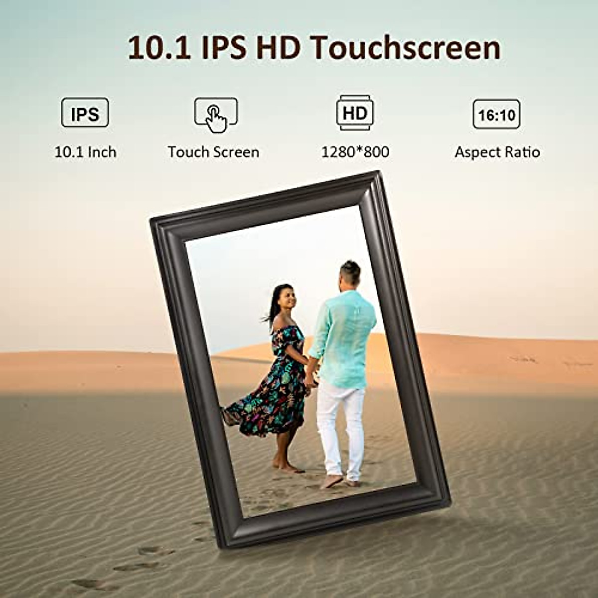 Canupdog WiFi Digital Picture Frame 10.1 Inch, 1080P IPS Touch Screen Digital Photo Frame with 16GB Memory, Auto-Rotate, Wall Mountable, Instantly Send Photos or Videos from Anywhere via Frameo App