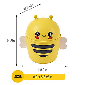 YISTOS 0.7 Gal Mini Desktop Trash Can with Lid, Small Bumble Bee Countertop Garbage Bin, Plastic Tiny Tabletop Wastebasket for Office/Kitchen/Coffee Table Room Decoration - Yellow