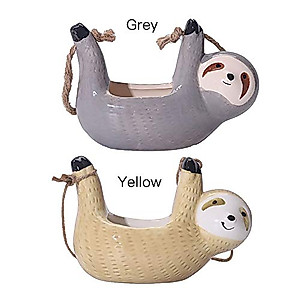 YHNJI Ceramic Sloth Hanging Planter Set of 2 Cute Flower Pot Planter Holder Adorable Plant Pots Hanging Bonsai Planter for Succulent Plants Home Decor