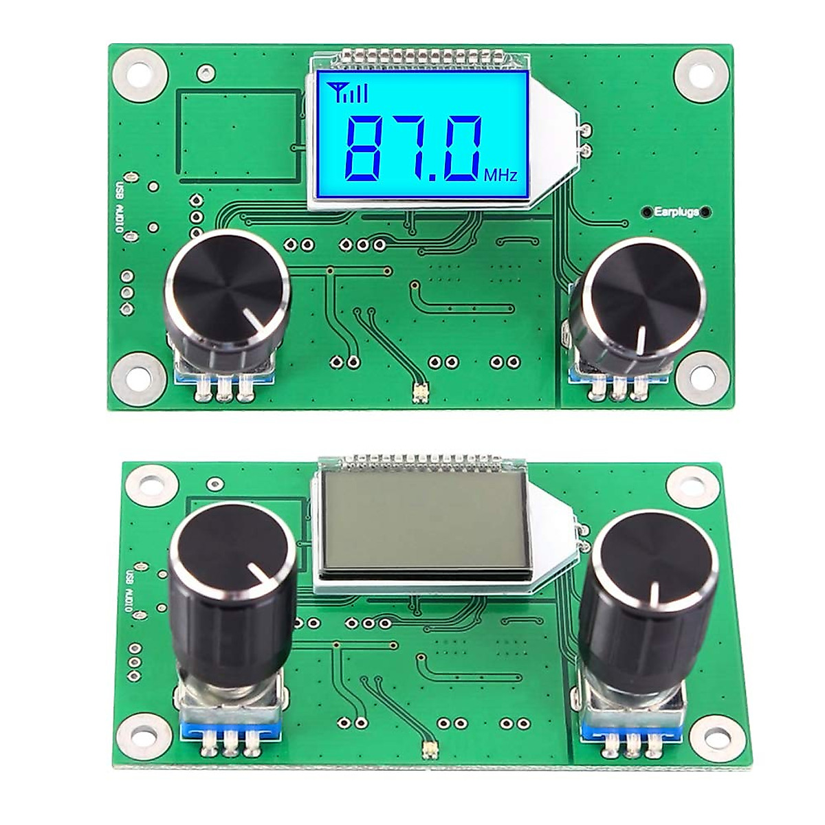 Digital FM Receiver Module, Icstation Radio Receiver Module Digital Stereo Board LCD Display DSP PLL 76.0MHz-108.0MHz Green