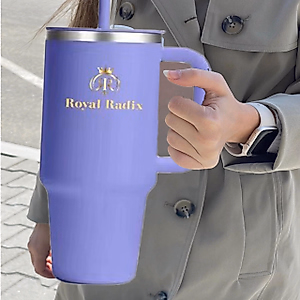 Royal Radix 40oz Insulated Tumbler with Handle & Straw, Stainless Steel Travel Mug, Leak-Proof, Hot & Cold Beverage Cup, BPA-Free, Dishwasher Safe, for Coffee & Water