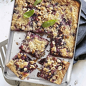 Homikit Baking Pan Cookie Sheet Set of 2, 16 x 12 Stainless Steel Rimmed Half Sheet, Metal Flat Cooking Tray Pans for Oven Baking Toasting, Rust free & Heavy Duty, Nonstick & Dishwasher Safe