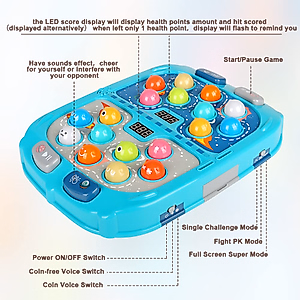 Whack A Mole Game, Toys for 5+ Year Old Boys/Girls, Interactive Pounding Toy for Kids, Educational Toys with Sound and Light, PK Mode with 2 Hammers