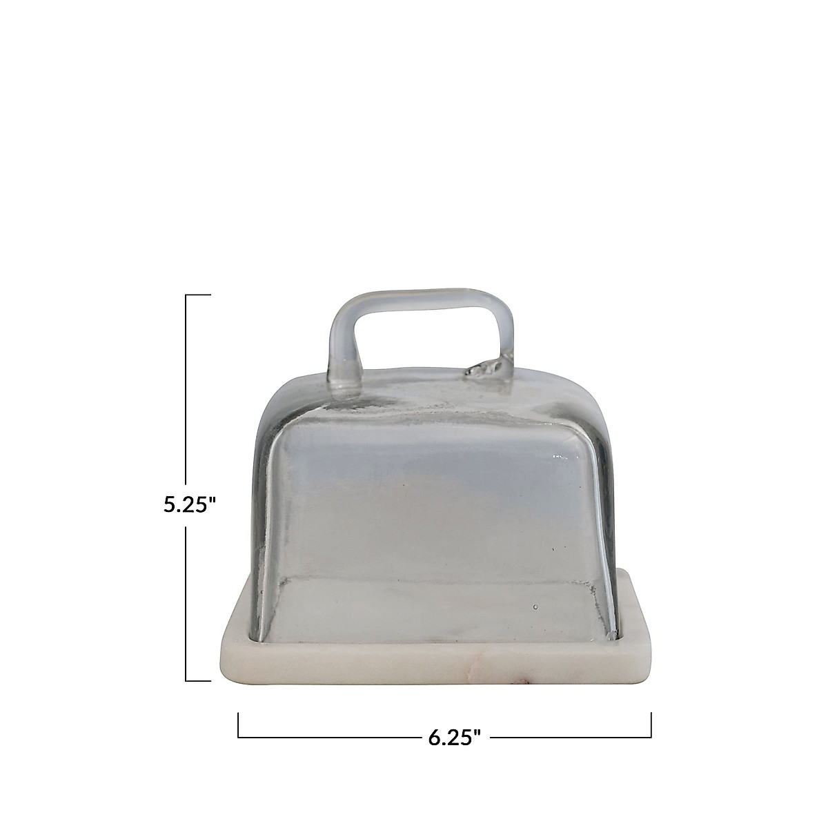 Creative Co-Op Glass Marble Base, Clear and White Cloche