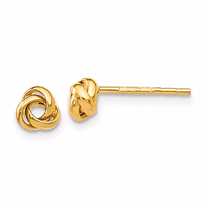 14K Solid Yellow Gold Twisted Love Knot Symbol Stud Earrings