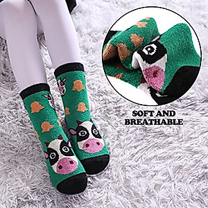 FNOVCO Kids Merino Wool Hiking Socks Toddlers Boys Girls Cozy Thermal Winter Thick Warm Crew Socks 6 Pairs (4-7 Years, Animal 02)