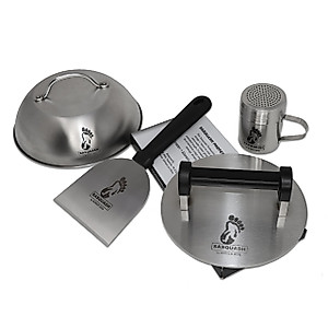 The Sasquash 'Scrape-Ula' Smashed Burger Scraper + Spatula Hybrid - Professional Grade Griddle Tool - 5 Inch Wide, Knife Grade Stainless Steel, Two-Handed Mega Burger Turner