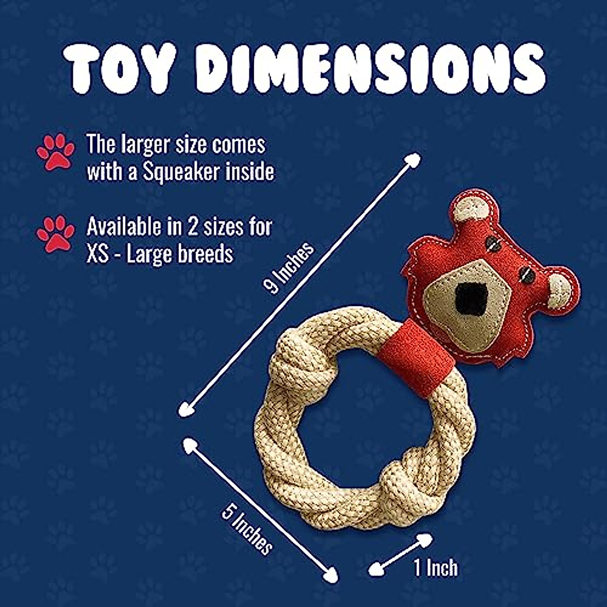 Angel Pet Supplies Bear Natural Rope Dog Toy | Handmade & Durable Dog Toys | Interactive & Mental Stimulation | Handmade Puppy Toys and Dog Toys