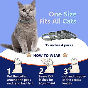 Didakay 4 Pack Calming Collar for Cats, Cat Calming Pheromones Indoor and Outdoor Activities, Natural Scent Adjustable Fit Kittens to Large Cats Relieve Stress Calming Products