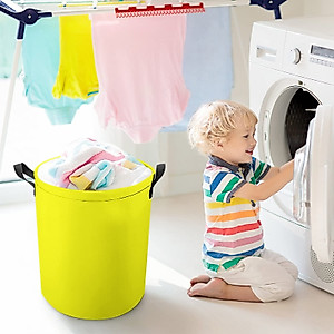 Large Laundry Hamper, Bag, Bright Yellow Solid Plain Collapsible Laundry Basket Dirty Clothes Washing Bin for College Dorm, Family Essentials