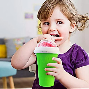 NUFR Slushie Maker Cup, Magic Quick Frozen Smoothies Cup Cooling Cup Double Layer Squeeze Cup Slushy Maker, Homemade Milk Shake Ice Cream Maker DIY it for Children and Family (Green)