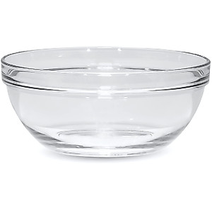 Red Co. 4.2 Quart Fully Tempered Clear Glass Mixing Bowl with Safety Rim, Large
