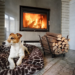 MFSTUDIO Firewood Rack Outdoor Indoor, Classic Iron Fire Wood Storage Racks Heavy Duty Holder Log Rack, Black