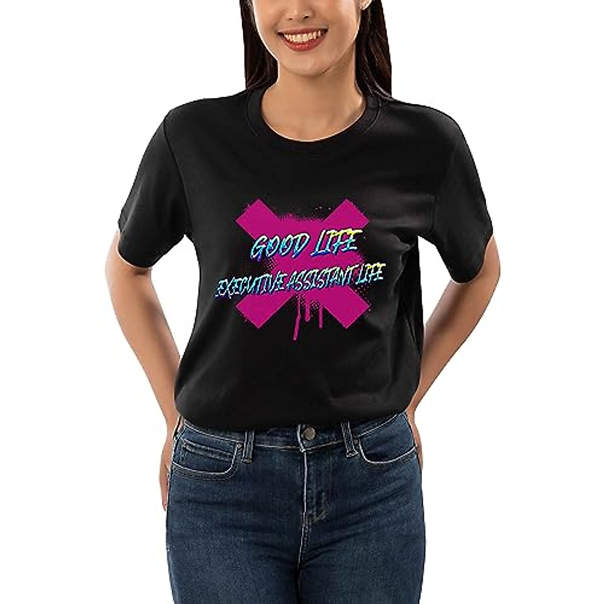 Funny Gift Appreciation Gift for Executive Assistants, Perfect for Secretary's Promotion Day - Good Life: Executive Assistant Life on a Men Women Black T-shirt