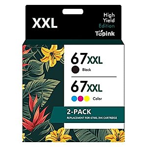67XL Ink Cartridges Black Color Combo Pack for HP Printer Ink 67 67 XL XXL for Envy 6000 6055 6055e 6052 6058 6075 Envy Pro 6400 6455 6455e 6452 6458 DeskJet 1255 2732 2752 2755 2755e 4140 4152 4155