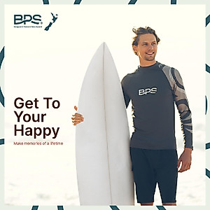 BPS Men's Long Sleeve Swim Shirt/Rash Guard with Sun Protection (Patterned Charcoal Grey, L)