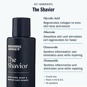 Grooming Lounge the Shavior Post Shave Remedy - Calms Inflammation and Irritation - Prevents and Eliminates Ingrown Hair - Effective Spot Treatment - No Paraben and Sulfate - Cruelty Free - 3 oz