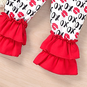 Newborn Baby Girl My First Valentines Day Outfits My 1st Valentines Day Romper+Pants+Headband Clothes Set (Red, 0-3 Months)