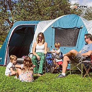 NTK Arizona GT 12 Person Tent for Family Camping | 20.6x10 ft Camping Tent with 2 Rooms, 2 Doors, 100% Waterproof Dome & Breathable Mesh | Outdoor Tent | 2500 mm Warm & Cold Weather Family Tent