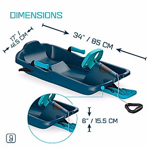 Snow Sleds for Kids - Toboggan Sled, Durable Plastic Sleds, Tow Strap, Pull Up Brakes, Lightweight, Snow Sleds, Winter Snow Sleds