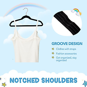 House Day Velvet Kids Hangers 60 Pack, Premium Childrens Hangers for Closet, Ultra Thin Cute Hangers Kids Clothes Hanger, Non Slip Kids Felt Hangers 14 Inch, Small Hangers for Kids Clothes, Black