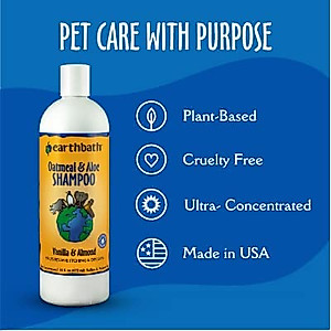 Earthbath Oatmeal & Aloe Pet Shampoo - Vanilla & Almond, Itchy & Dry Skin Relief, Soap-Free, for Dogs & Cats, 100% Biodegradable & Cruelty Free, Give Your Pet That Heavenly Scent - 16 Fl. Oz (2 Pack)