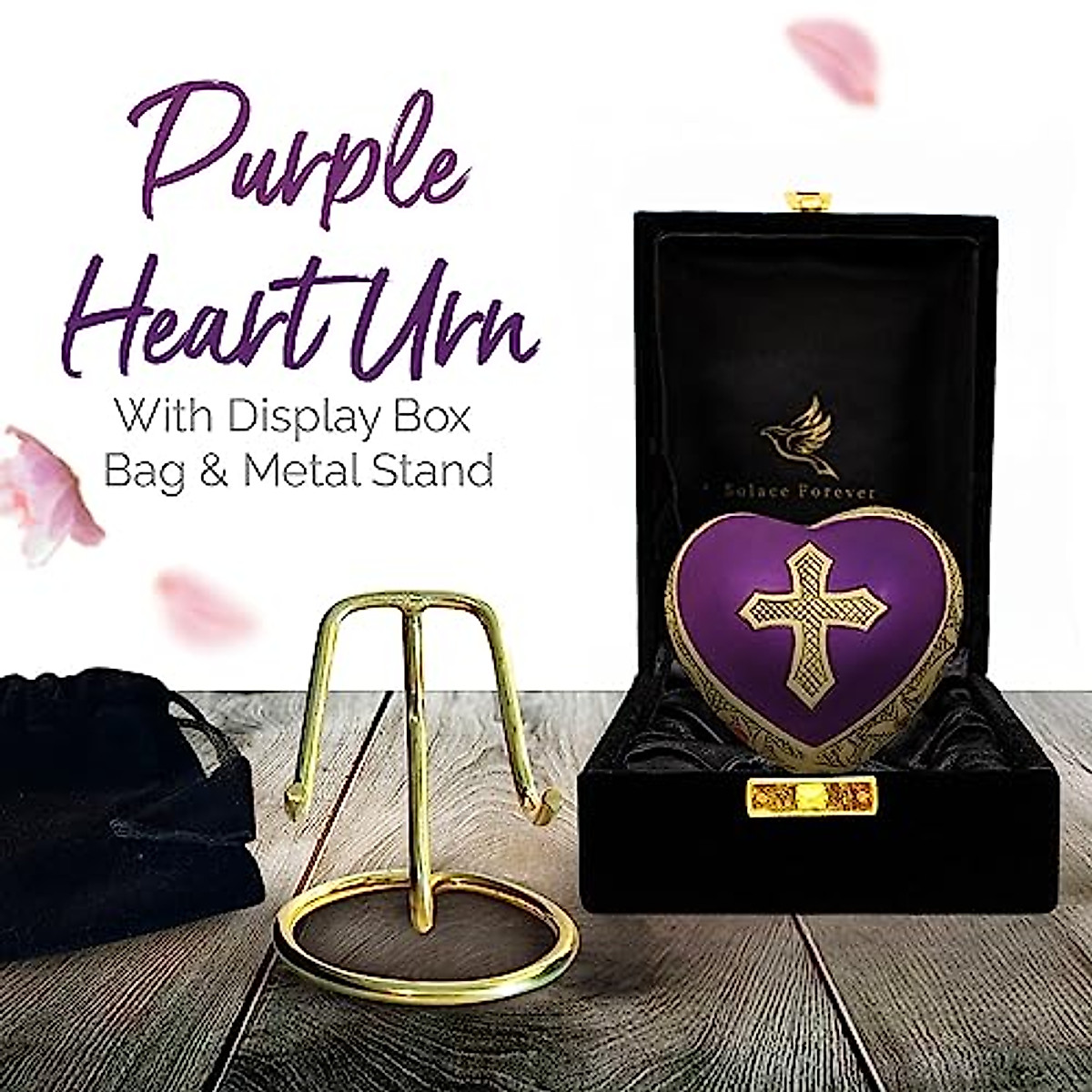Purple Heart Urn Keepsake - Small Heart Cremation Urn with Stand & Box - Purple Urn - Small Urn for Human Ashes - Honor Your Loved One with Heart shaped Urn Keepsake - Perfect Mini Urn for Men & Women
