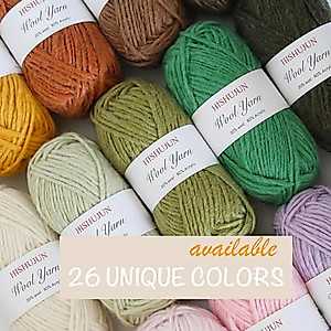 HISHUJUN, 20% Wool 80% Acrylic Wool Yarn, 4 Skeins, Soft Chunky Weight #5 for Crochet and Knitting, Each Skein1.76Oz (50g) / 55 Yrds (50m) (23 - Limestone)