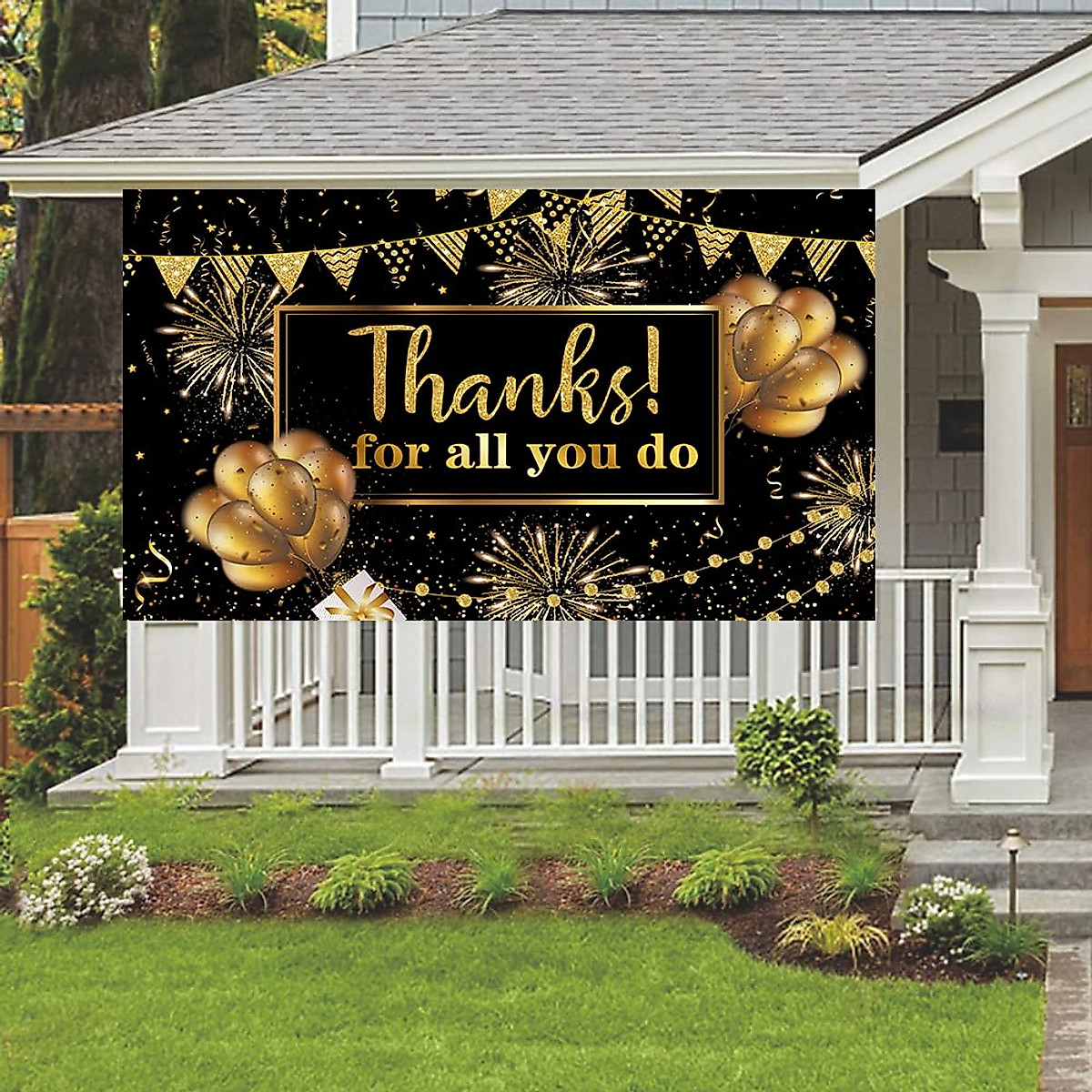 LOONELO Thanks for All You Do Backdrop Banner with 70.8"X43.3", Thank You Party Background Photography Photo Studio Props for Congrats Grad National Nurses Day Happy Retirement Party Decorations