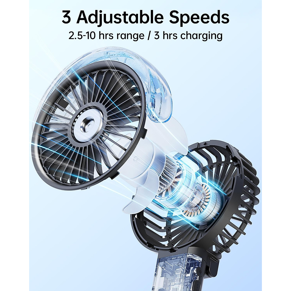 SWEETFULL Portable Misting Fan - 180° Foldable Handheld Personal Fan with Mist Spray, 3 Speeds, 30ml Water Tank, USB Rechargeable for Travel, Outdoors, Makeup, Camping, Home, and Office Use